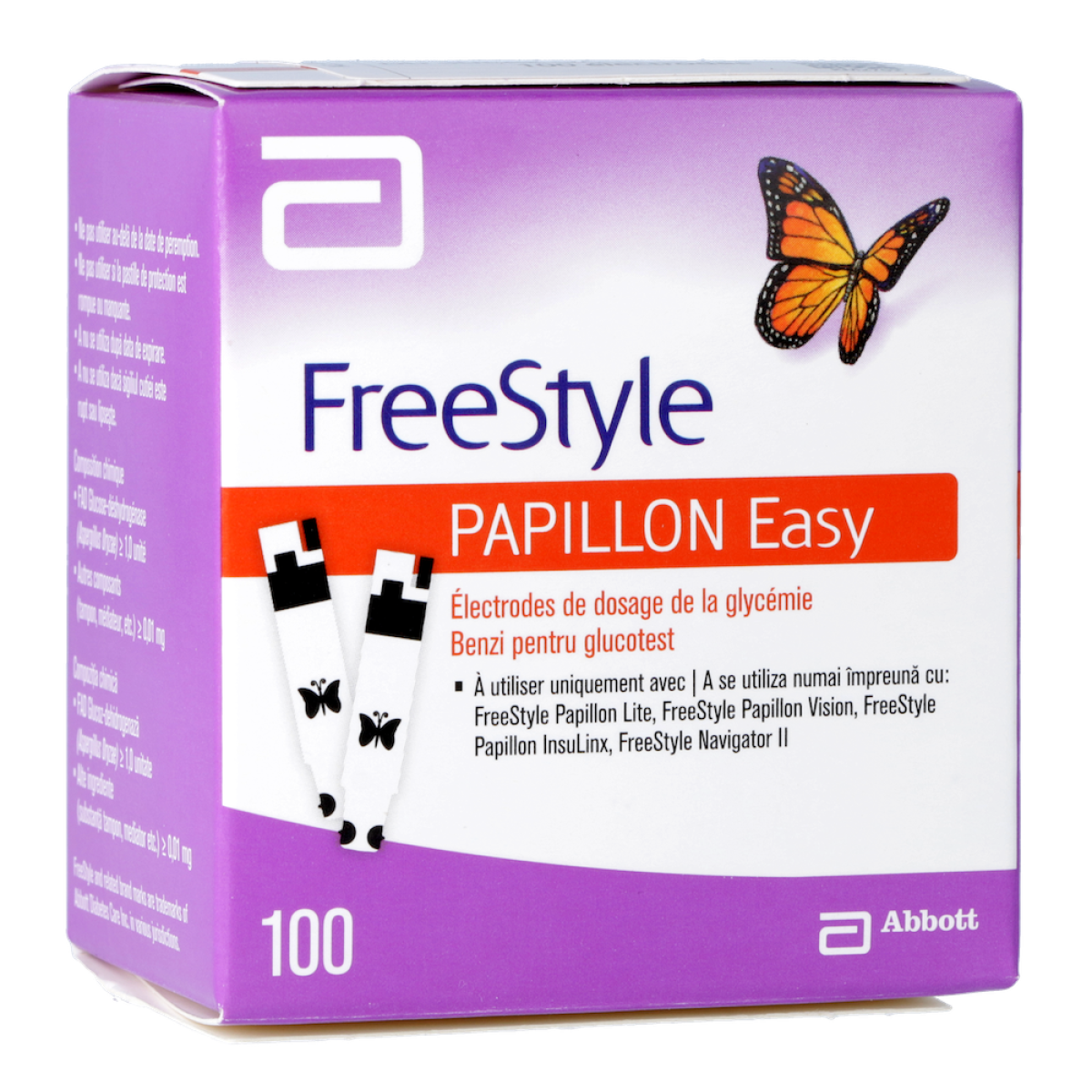 FreeStyle Papillon Easy Electrodes de dosage de la glycémie Abbott ...